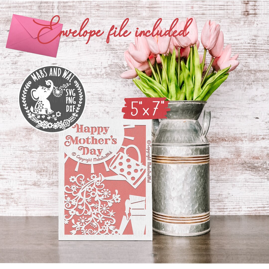 Watering Can Mother's Day Card SVG PNG DXF Digital Cutting - Etsy