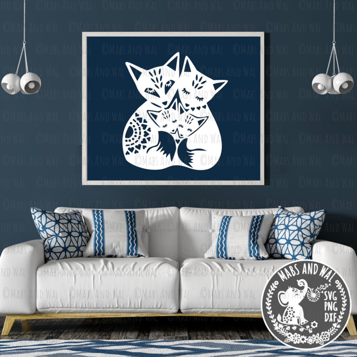 Fox family SVG PNG DXF digital cutting file/folk style fox | Etsy
