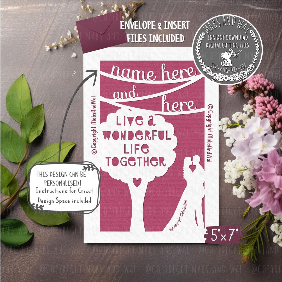 Wedding Personalised Card SVG PNG DXF Pdf Digital Cutting File ...