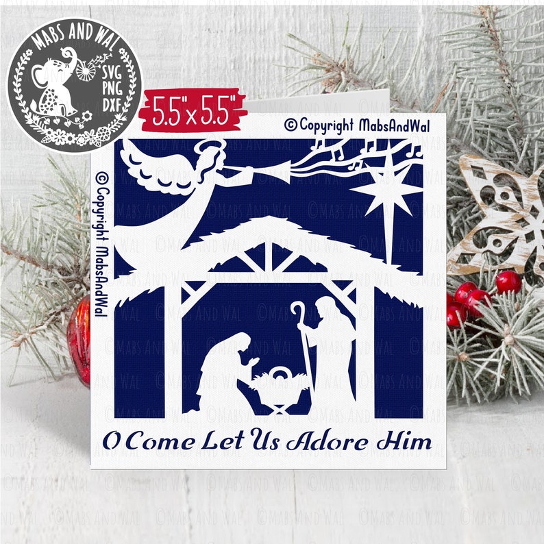 Nativity Christmas Card SVG PNG DXF Digital Cutting - Etsy