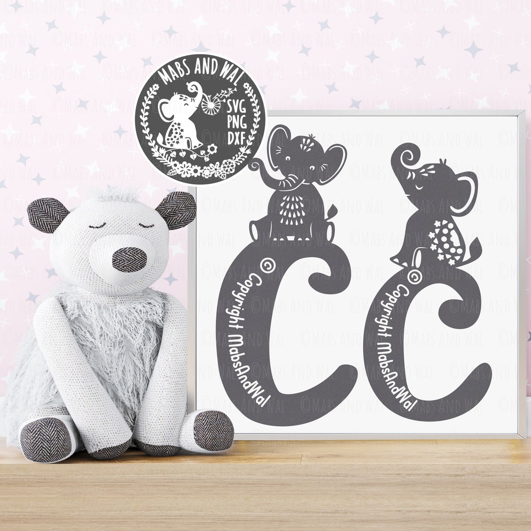 Elephant Alphabet Letter C SVG PNG DXF Digital Cutting - Etsy