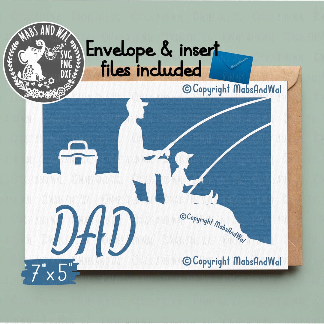 Dad Fishing Card SVG PNG DXF Digital Cutting File/father's Day Card ...
