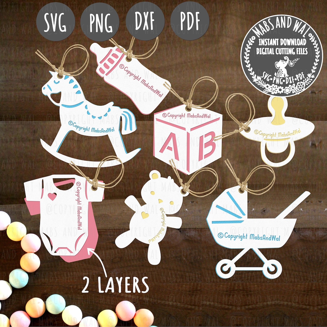 Baby Shaped Gift Tags SVG PNG DXF Pdf Digital Cutting File/baby Shower ...