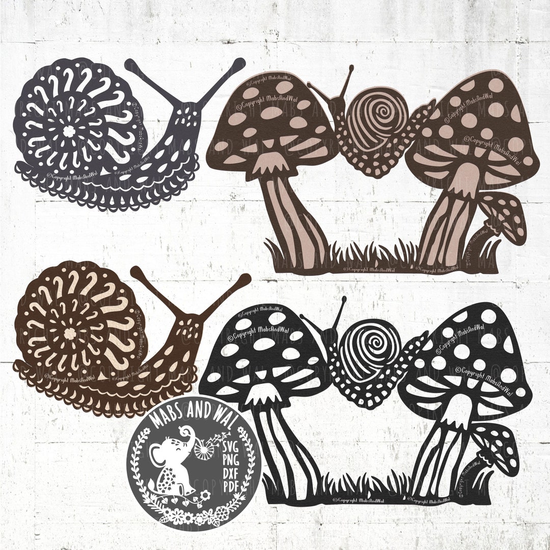 Snails and Toadstools SVG PNG DXF Digital Cutting File/woodland Animal ...