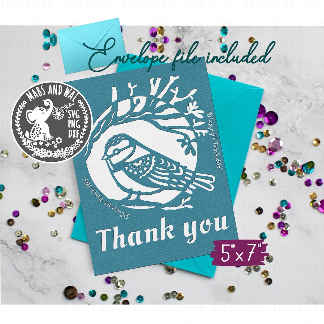 Bird Thank You Card SVG PNG DXF Digital Cutting File/bird - Etsy UK