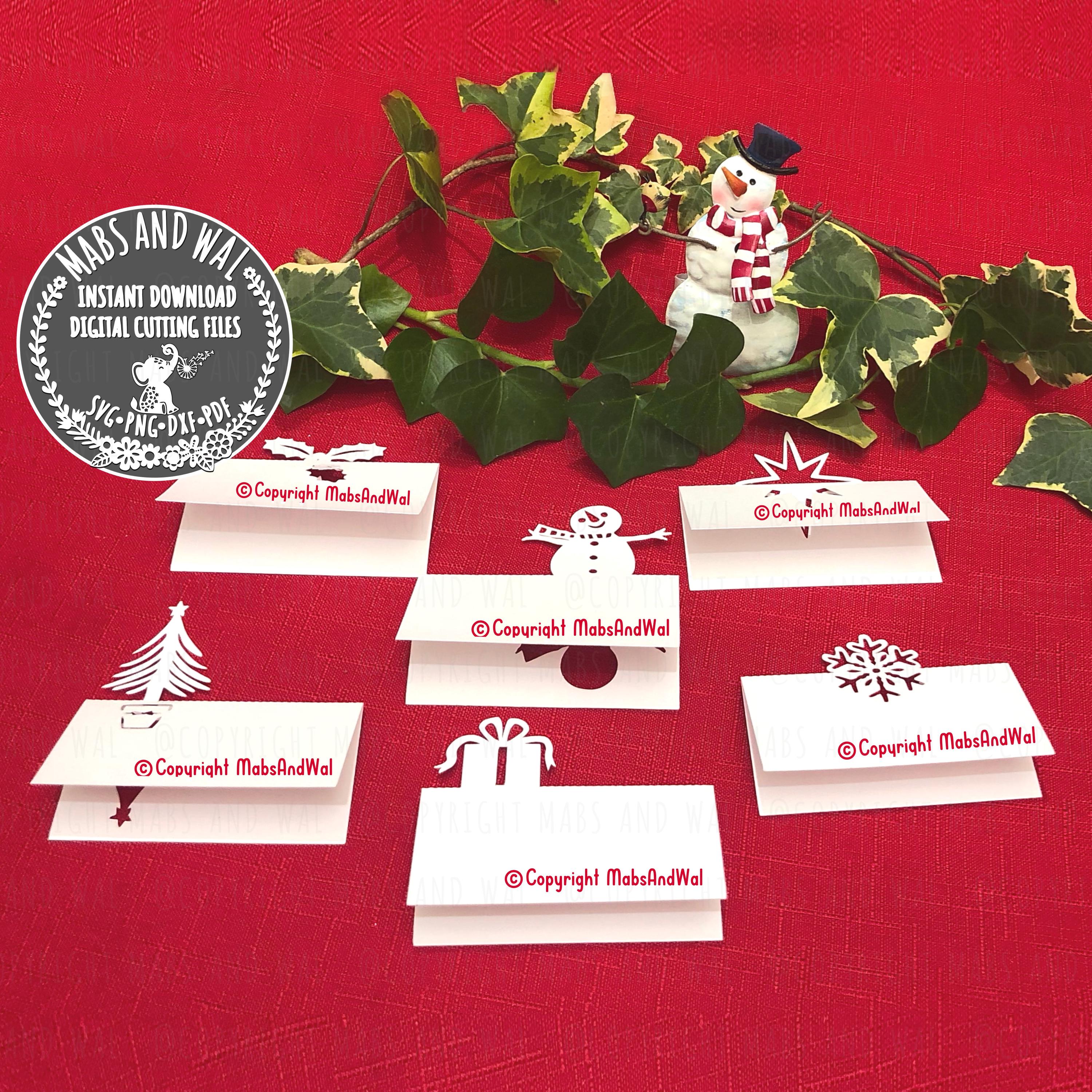 Christmas Table Name Place Cards 1 SVG PNG DXF Pdf Digital Cutting File ...
