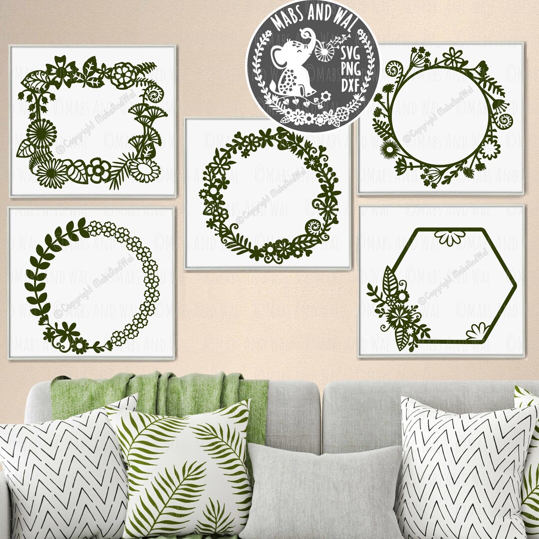Flower Frames Bundle SVG PNG DXF Digital Cutting File/floral Frames ...