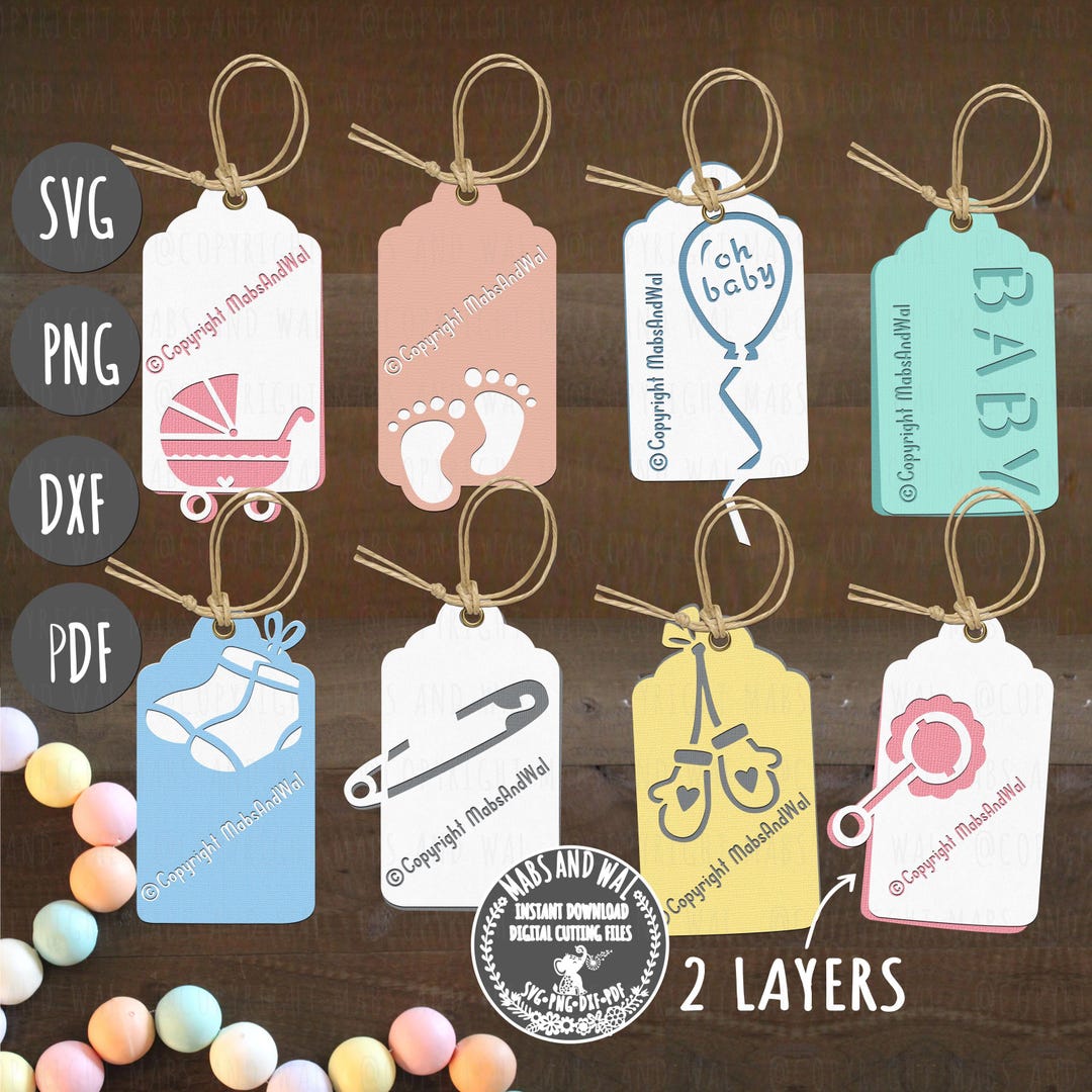 Baby Shower Gift Tags SVG PNG DXF Pdf Digital Cutting File/newborn Gift ...