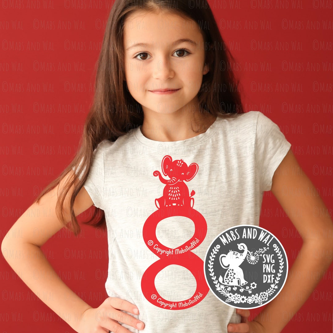 Elephant Number 8 SVG PNG DXF Digital Cutting File/elephant - Etsy