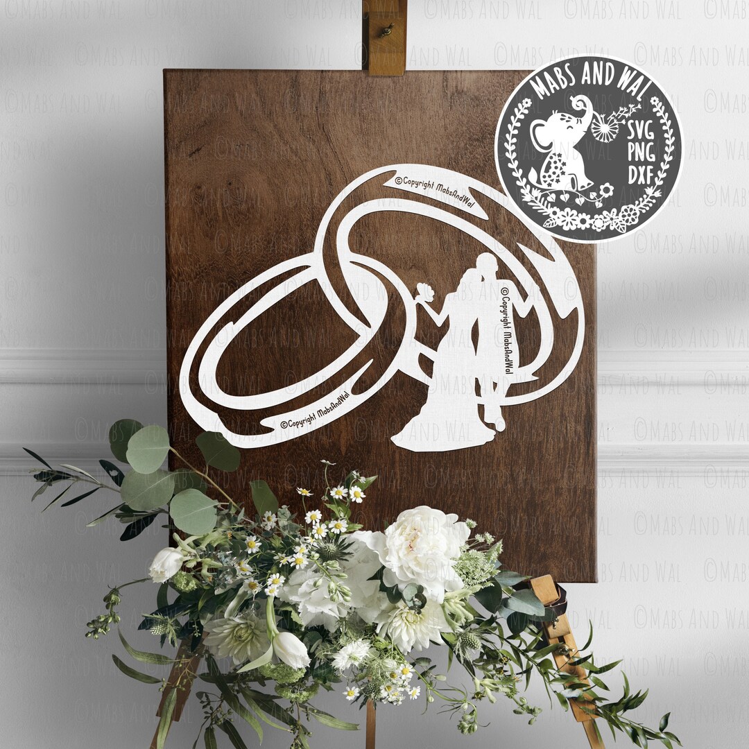 Wedding Rings Bride and Groom SVG PNG DXF Digital Cutting File/wedding ...