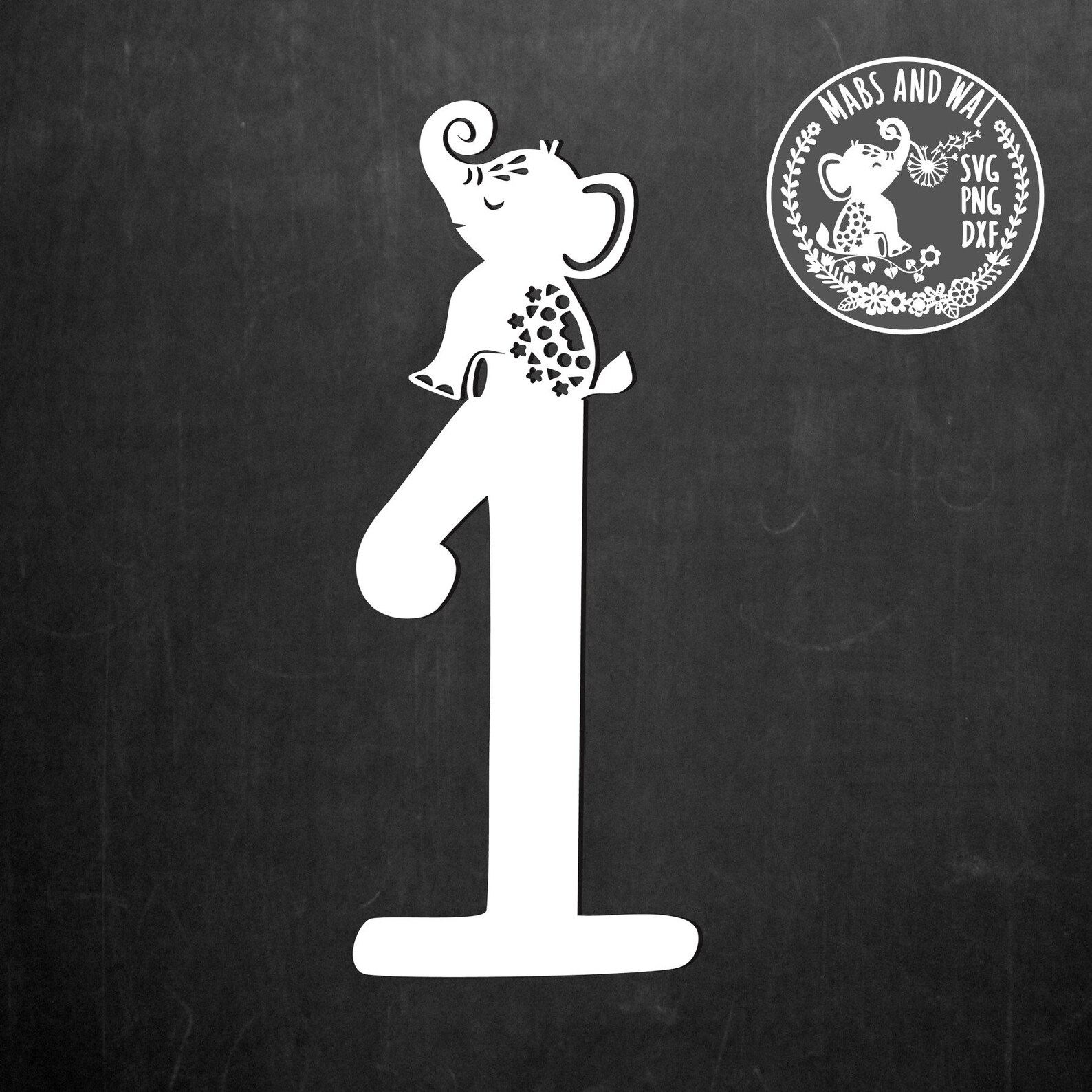 Elephant Number 1 SVG PNG DXF Digital Cutting File/elephant | Etsy