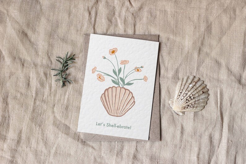 Let's Shell-ebrate Seashell Card Seashell Birthday Card - Etsy UK