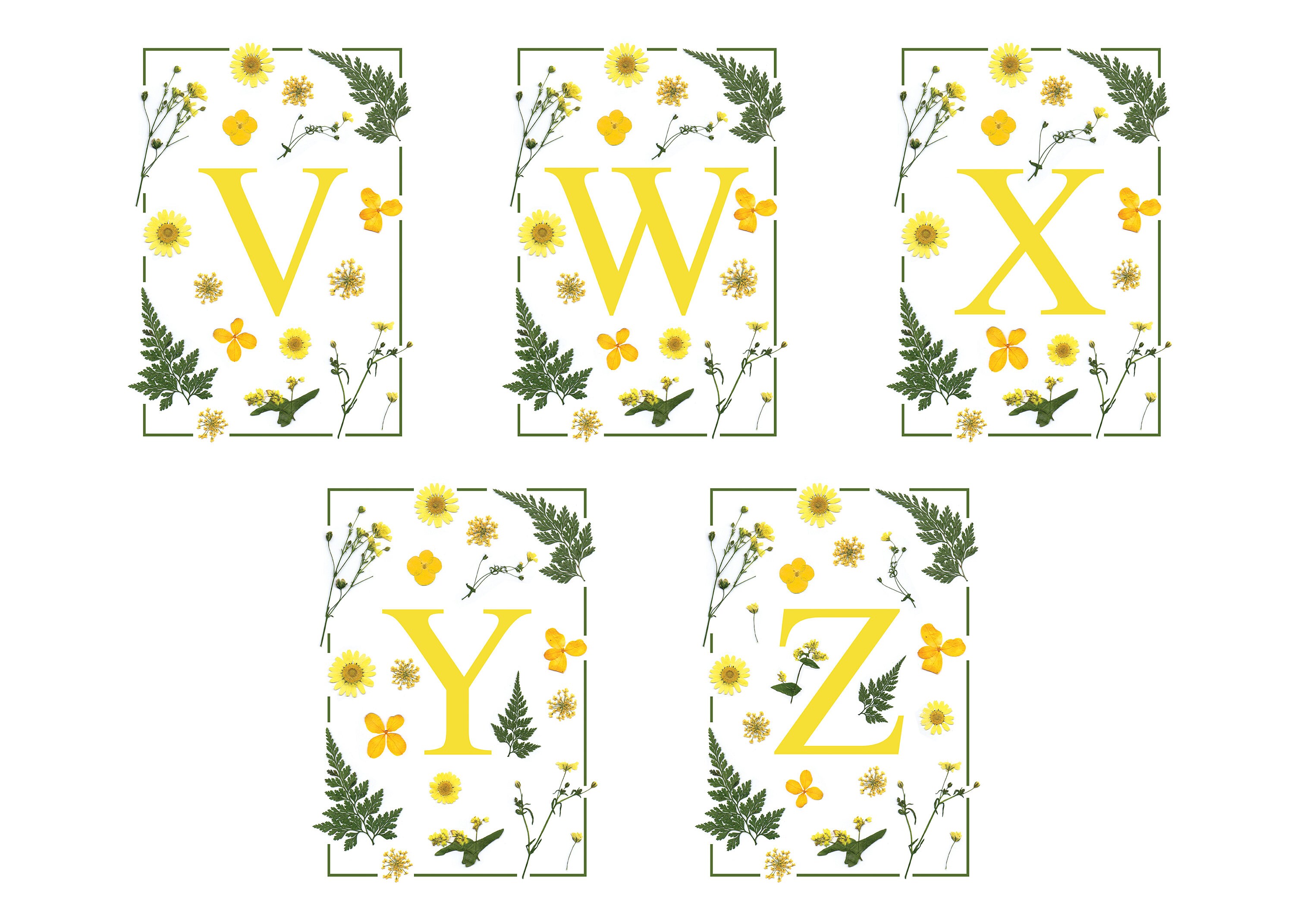 Pressed Flower Art Floral Initial Print Botanical Letter - Etsy UK