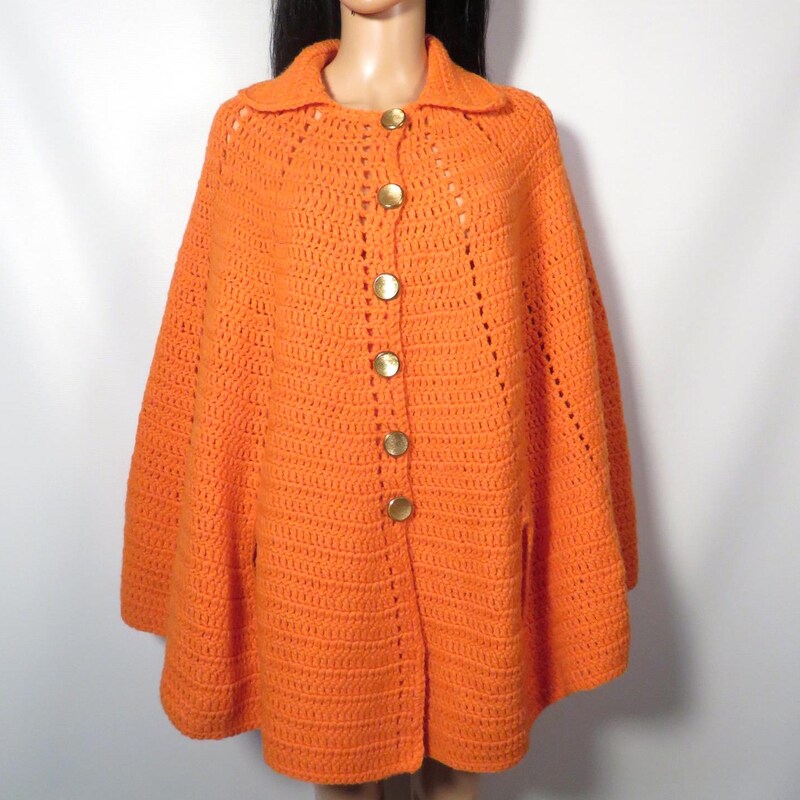 Orange Poncho - Etsy