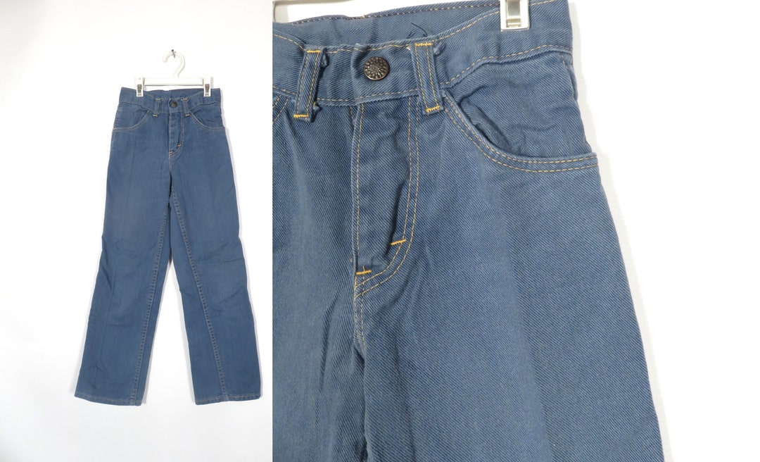 Vintage 70's Kids Muted Blue Jeans With Contrast Stitching Size 7 - Etsy