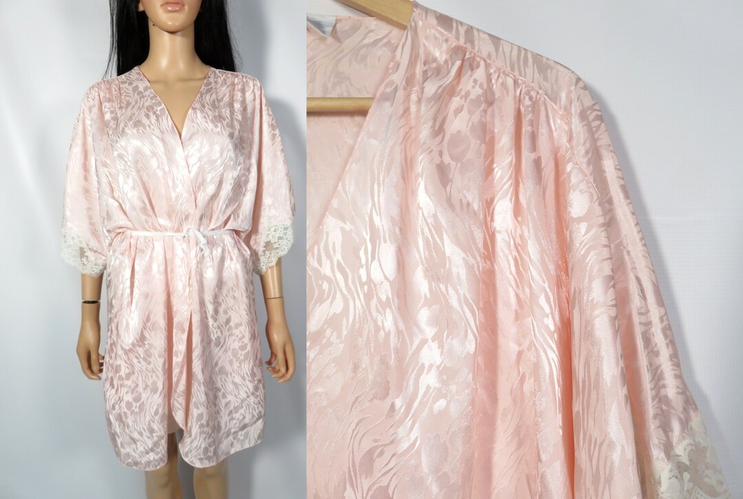 Vintage 90s Pastel Pink Shimmery Abstract Print Lace Trim Silky ...