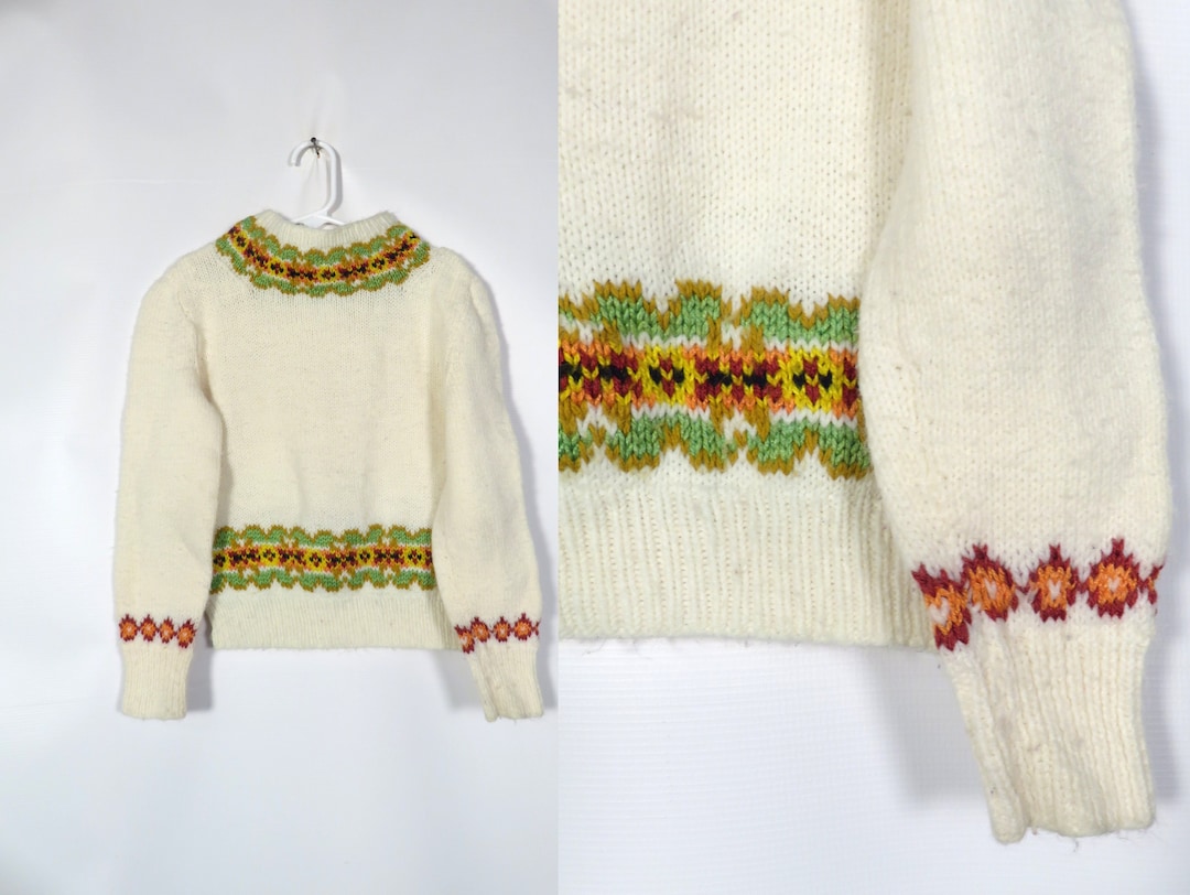 Vintage 70s Kids Fall Tone Fairisle Sweater Size 8/10Y - Etsy