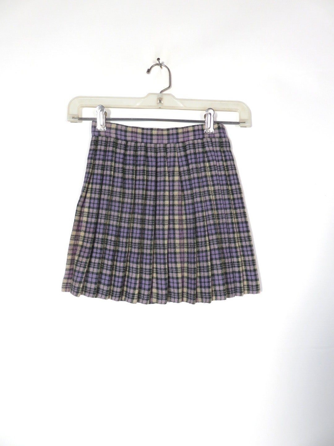 Vintage Kids Plaid Wool Blend Pleated Mini School Girl Skirt Size 20 ...