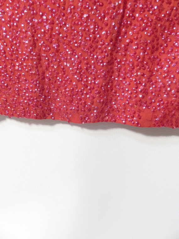 Vintage 60s Red Sequin Formal Party Holiday Dress Siz… - Gem