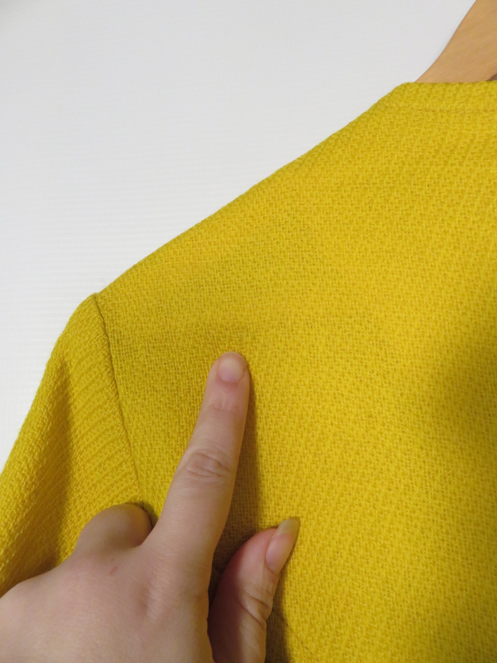 Vintage 60s Mod Bright Canary Yellow Woven Acrylic Winter Fall Dress ...