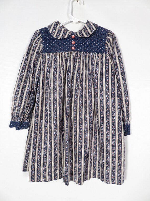 Vintage 70s Kids Prairie Cottagecore Dress Cotton Cal… - Gem