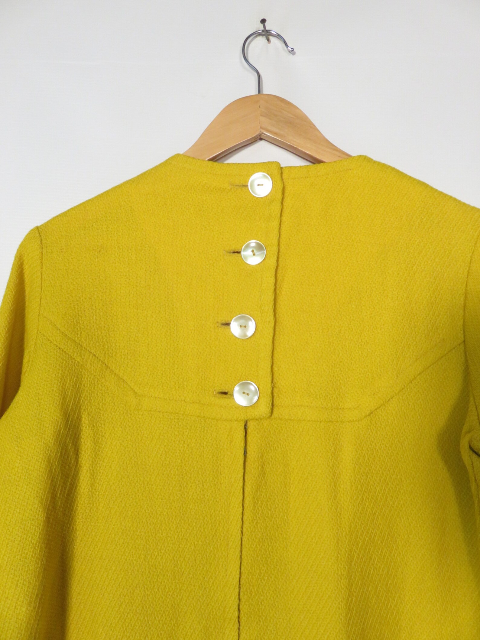 Vintage 60s Mod Bright Canary Yellow Woven Acrylic Winter Fall Dress ...