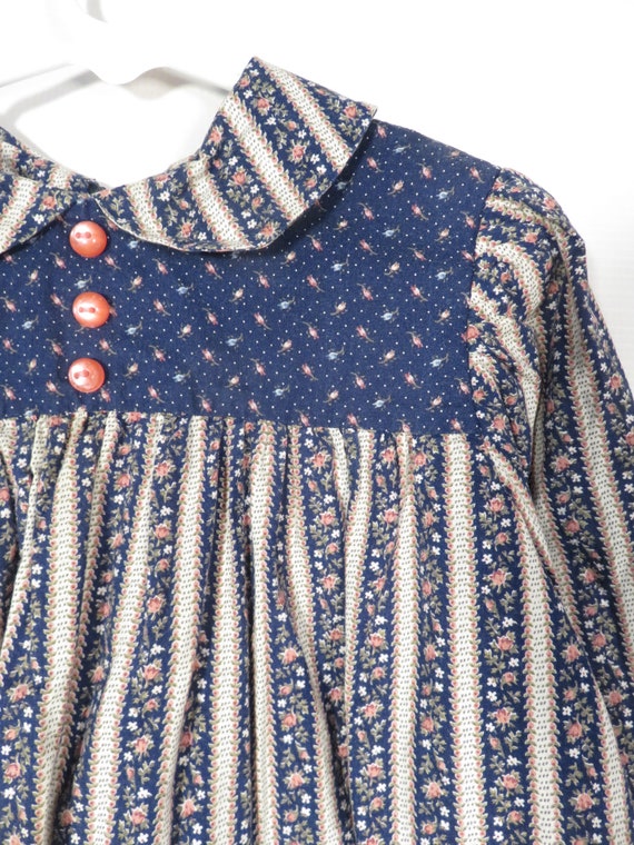 Vintage 70s Kids Prairie Cottagecore Dress Cotton Cal… - Gem