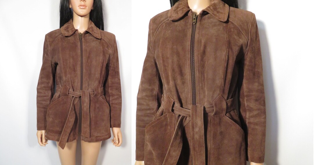 Vintage 70s Sears Jr Bazaar Super Warm Chocolate Brown Suede Zip up ...