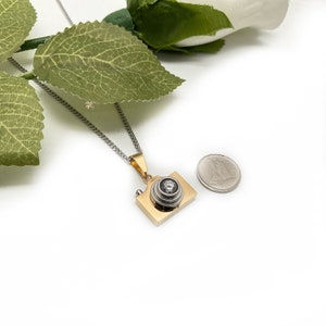 Minimalist Stainless Steel Mini Camera Necklace, Gold and Silver Camera ...