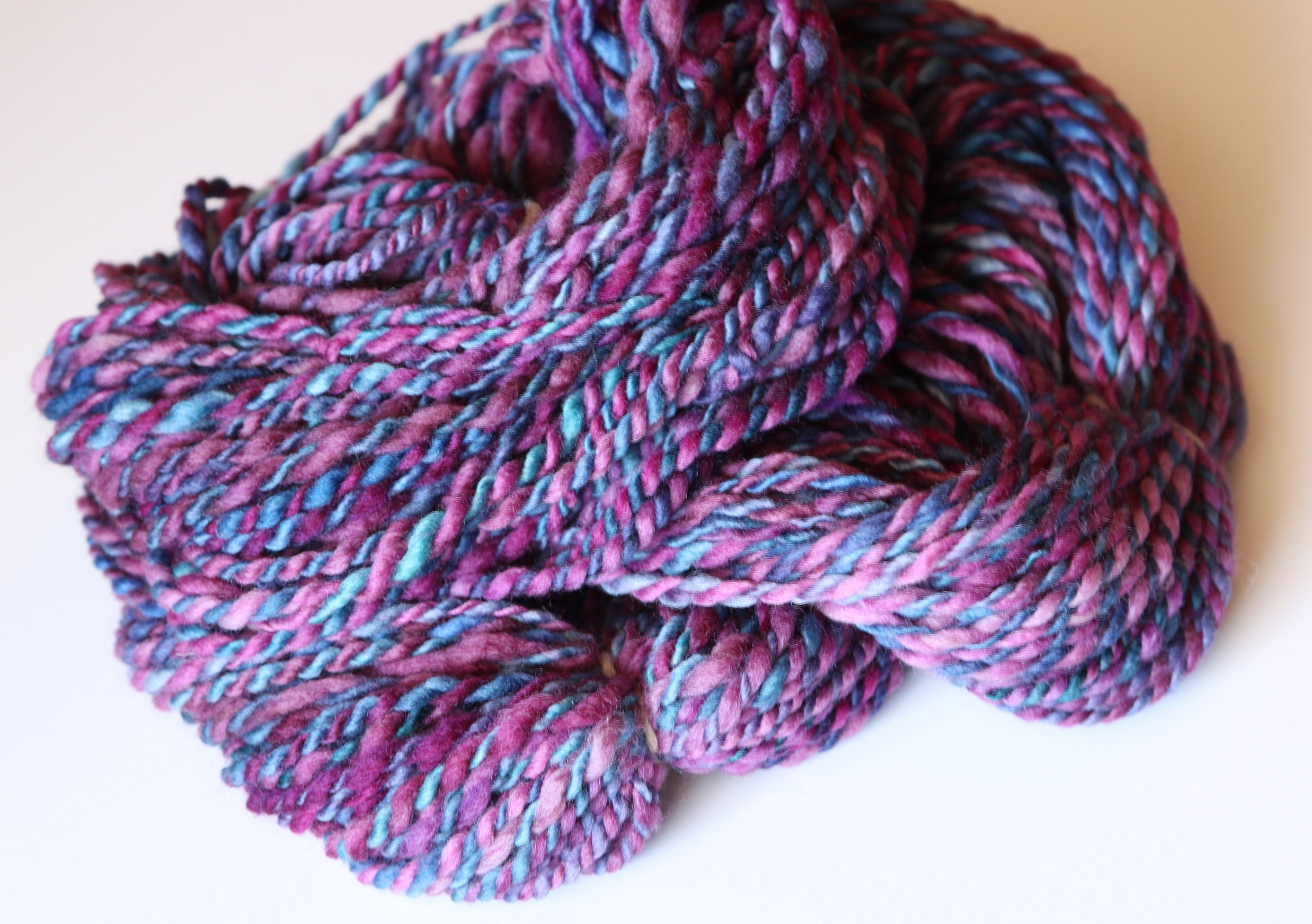 54 Yds Merino Wool Handspun Yarn Blue and Purple - Etsy