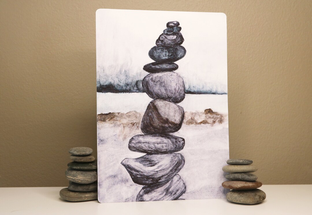 Stacked Stones Art Print - Balancing Rocks Wall Art, Peaceful, Serene ...