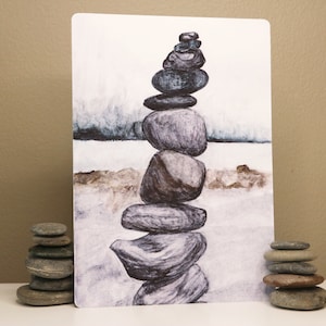 Stacked Stones Art Print - Balancing Rocks Wall Art, Peaceful, Serene ...