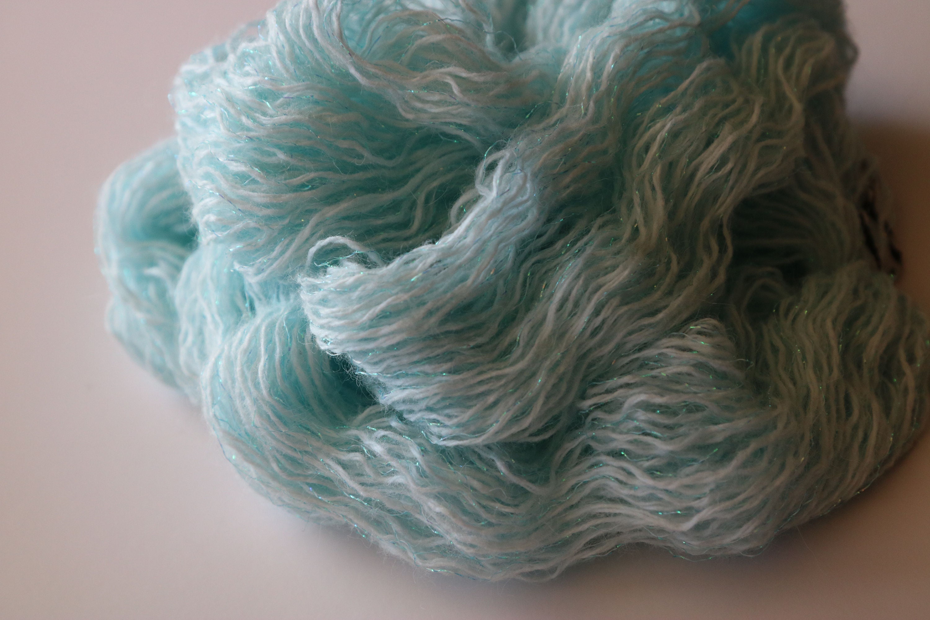100 Yards Sparkly Light Blue Upcycled Yarn - Etsy