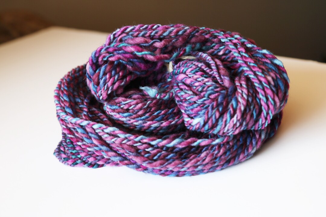 54 Yds Merino Wool Handspun Yarn - Blue and Purple - Etsy