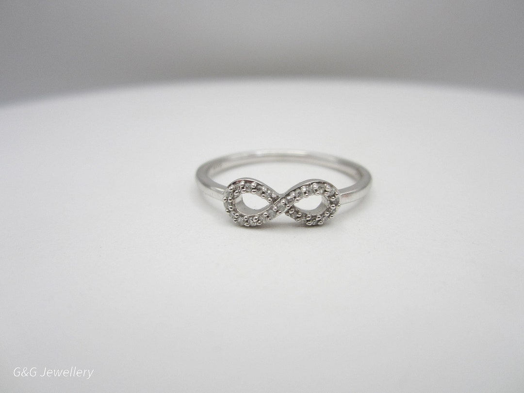10K White Gold Diamond Eternity Symbol Ring, Love Ring, Eternity Ring ...