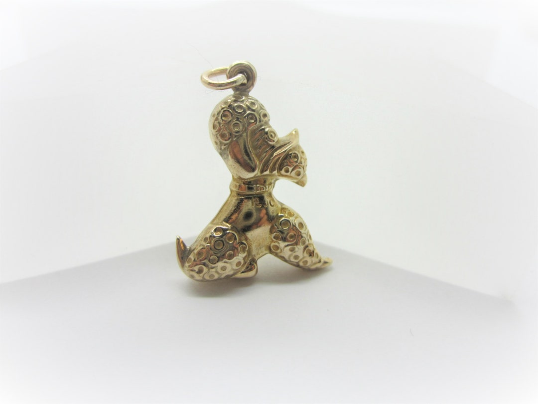 10K Yellow Gold Poodle Charm Dog Charm Poodle Love Gold Dog - Etsy
