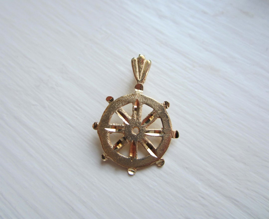 10K Yellow Gold Ship's Wheel Boat Wheel Seaman Gift - Etsy