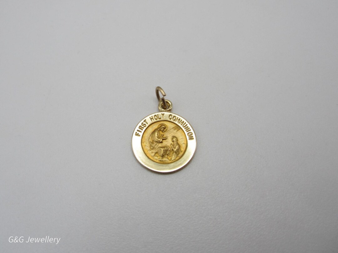 14K Yellow Gold First Holy Communion Charm, Small Charm, Religious ...