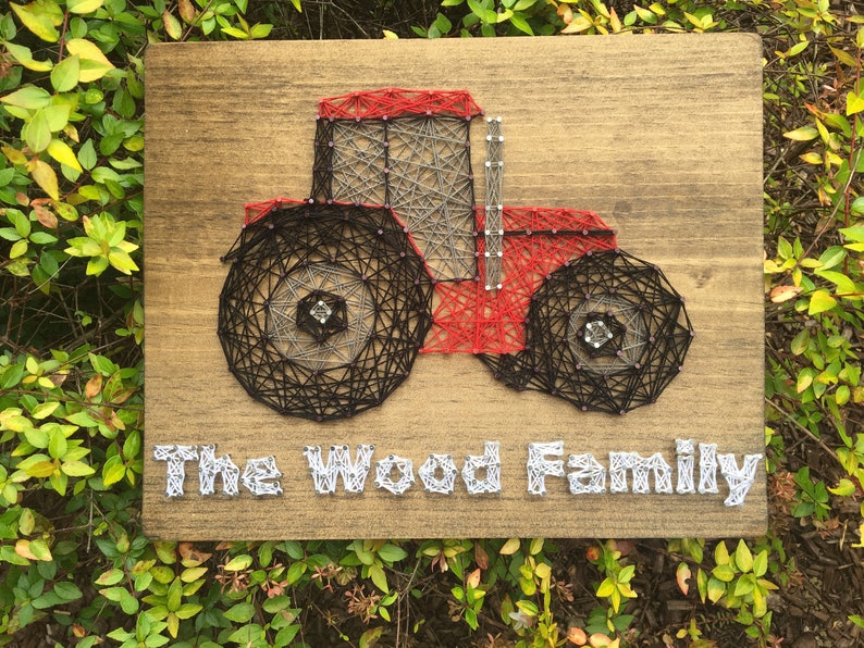 Red Tractor Custom Name String Art Wood Sign Wall Art Baby | Etsy