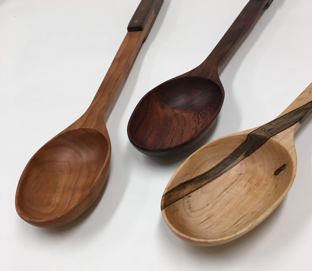 Handcrafted Wooden Spoon: Long Handled Exotic Hardwood Kitchen Utensil ...