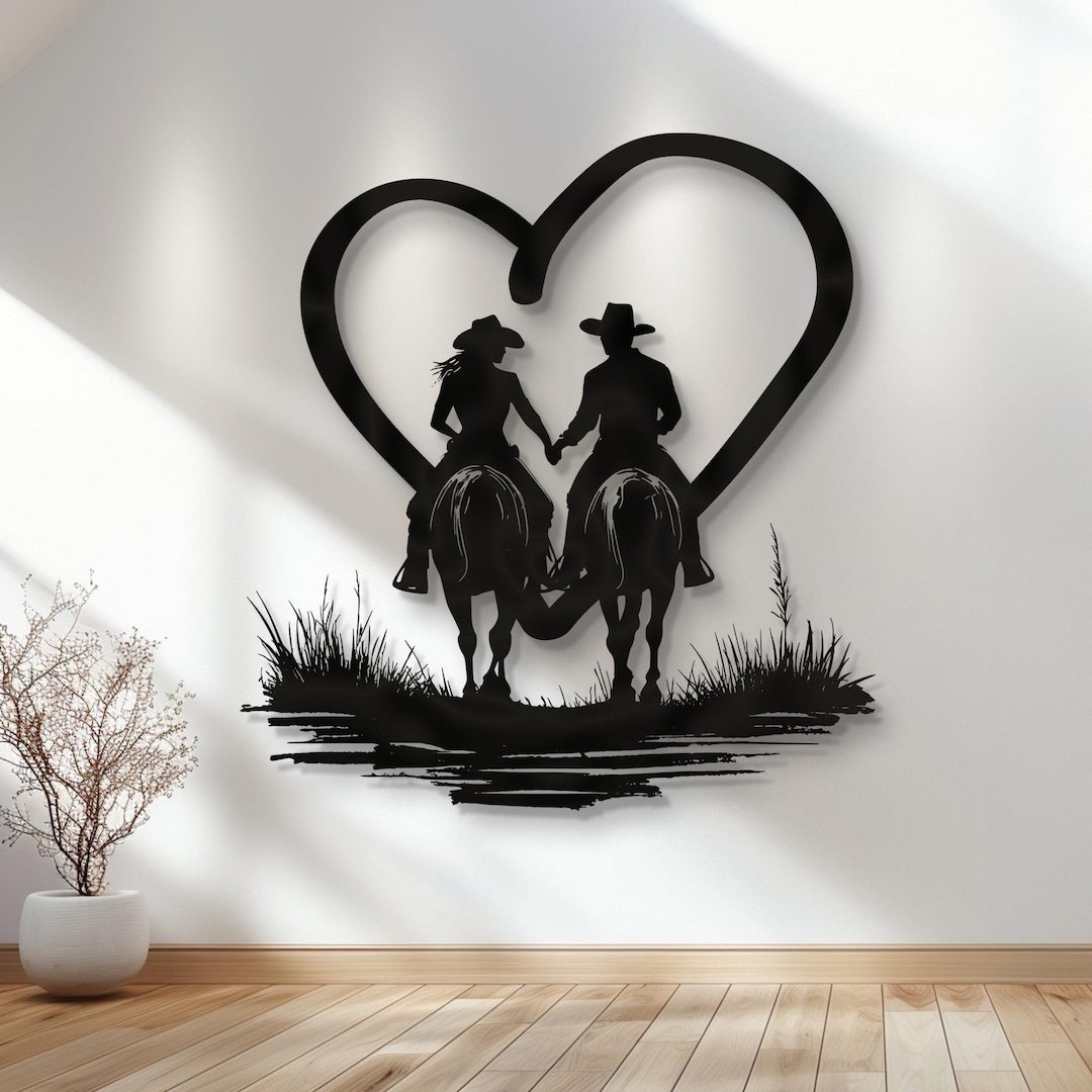Metal Cowboy Wall Art,cowboy Metal Decor,metal Cowboy Silhouette Wall ...