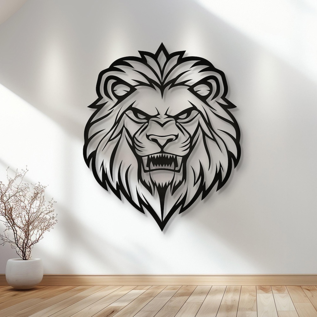 Metal Lion Head Wall Art, Modern Farmhouse Decor - Etsy