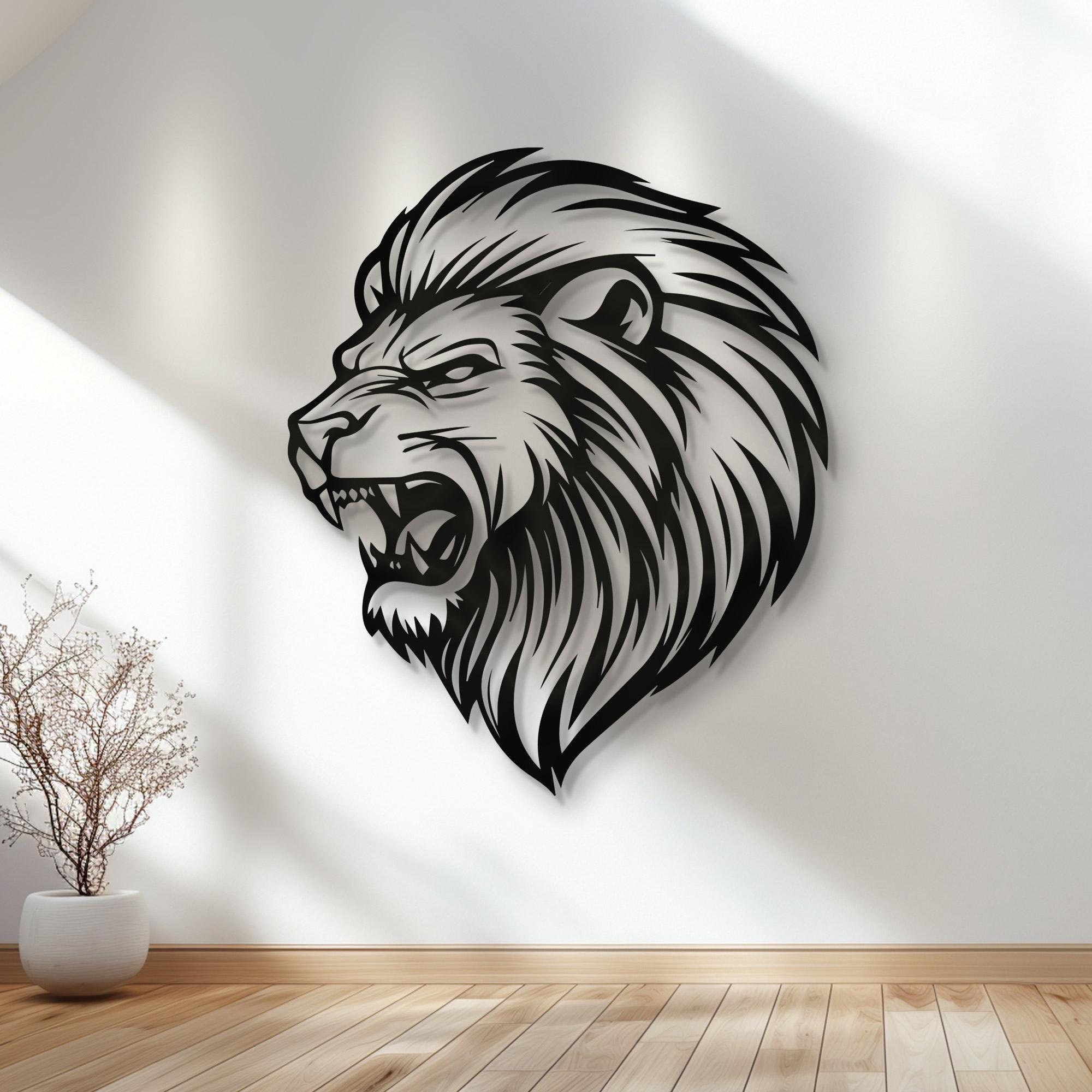Metal Lion Head Wall Art, Modern Farmhouse Decor - Etsy