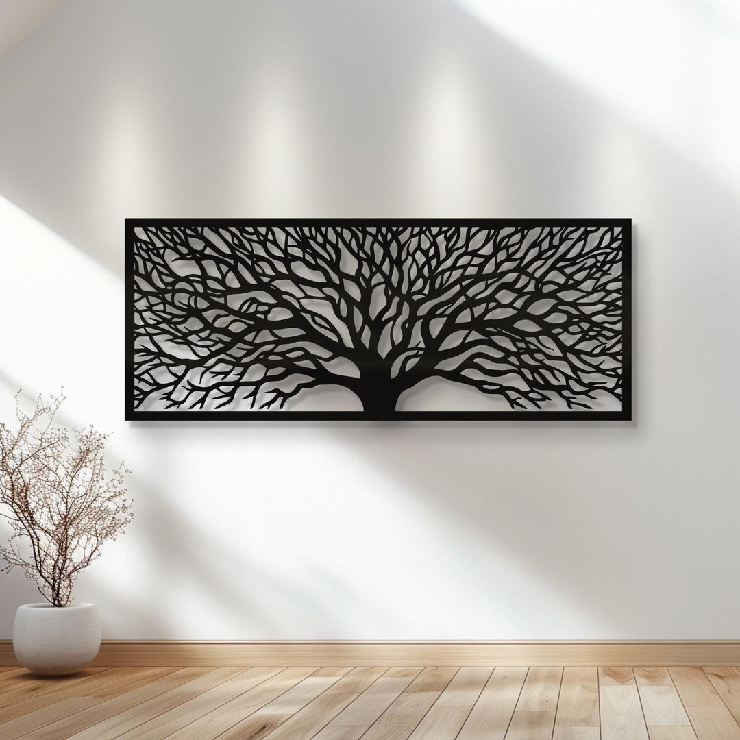Metal Wall Decor Tree Branch Silhouette, Metal Tree Branch Wall Art ...