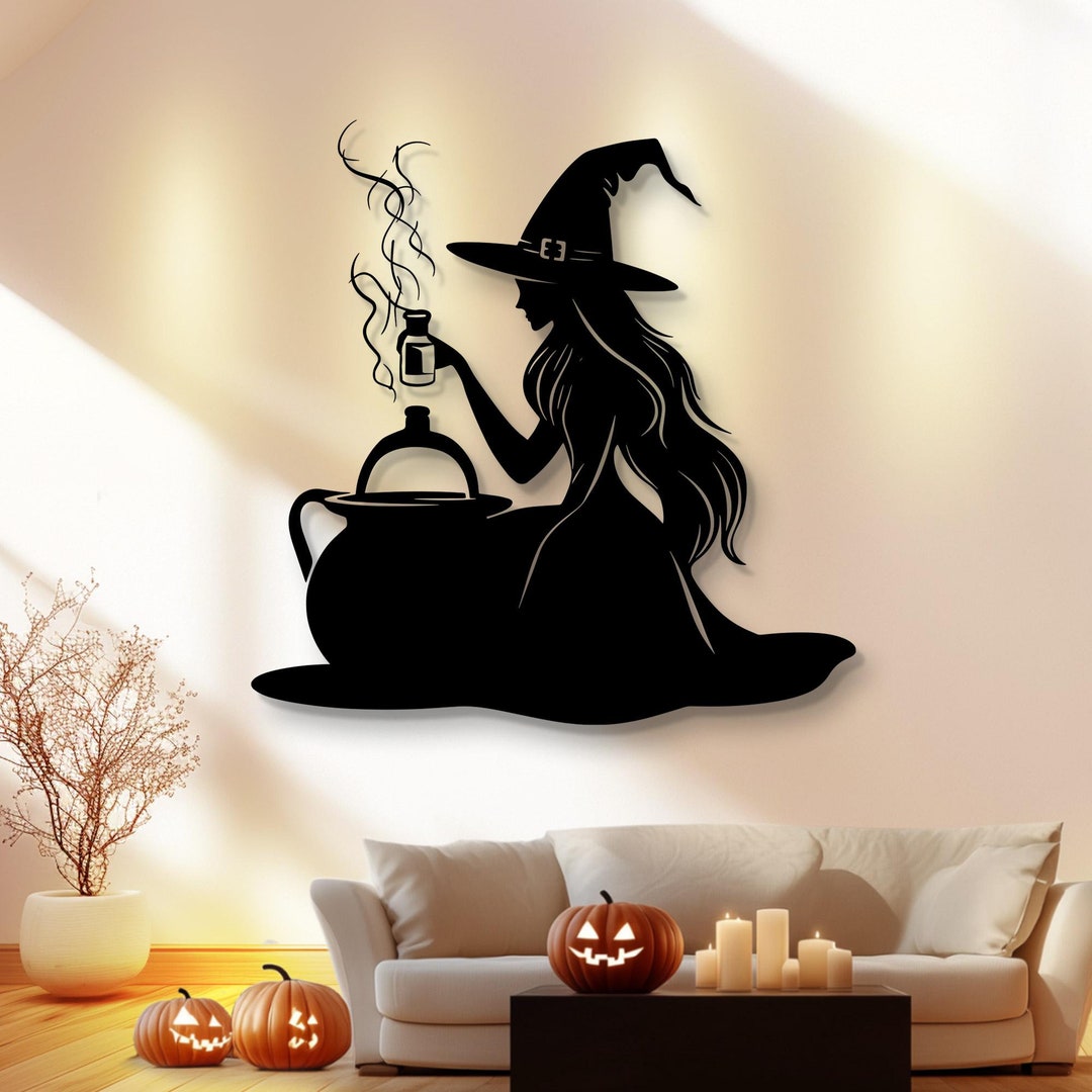 Metal Halloween Witch Wall Art,metal Alchemy Witch Decor,alchemy Witch ...