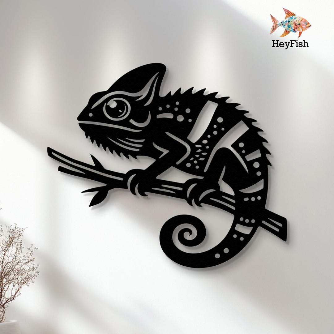 Metal Chameleon Wall Art: Anole Silhouette, Abstract Lizard Decor ...