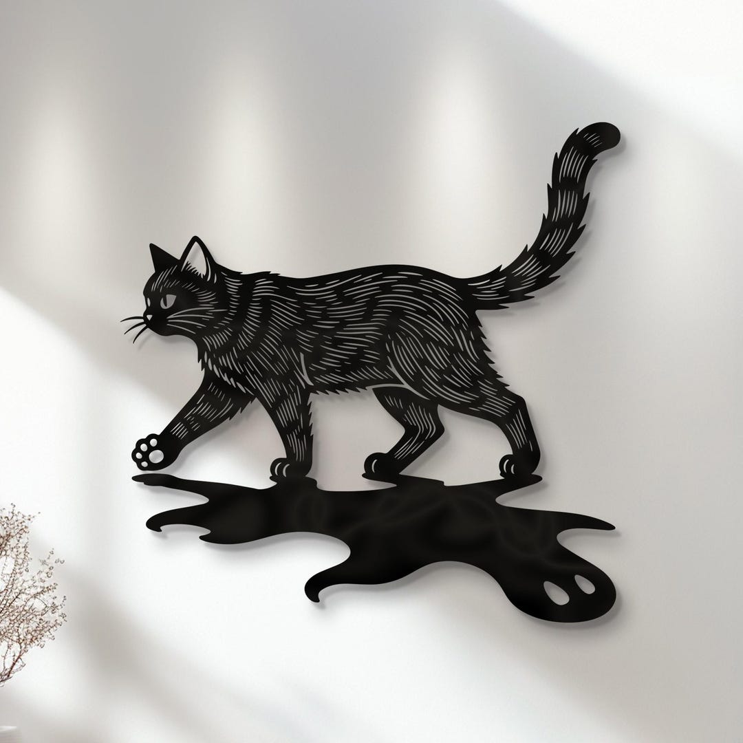Metal Halloween Cat Phantom Wall Art: Halloween Cat-ghost Home Party ...