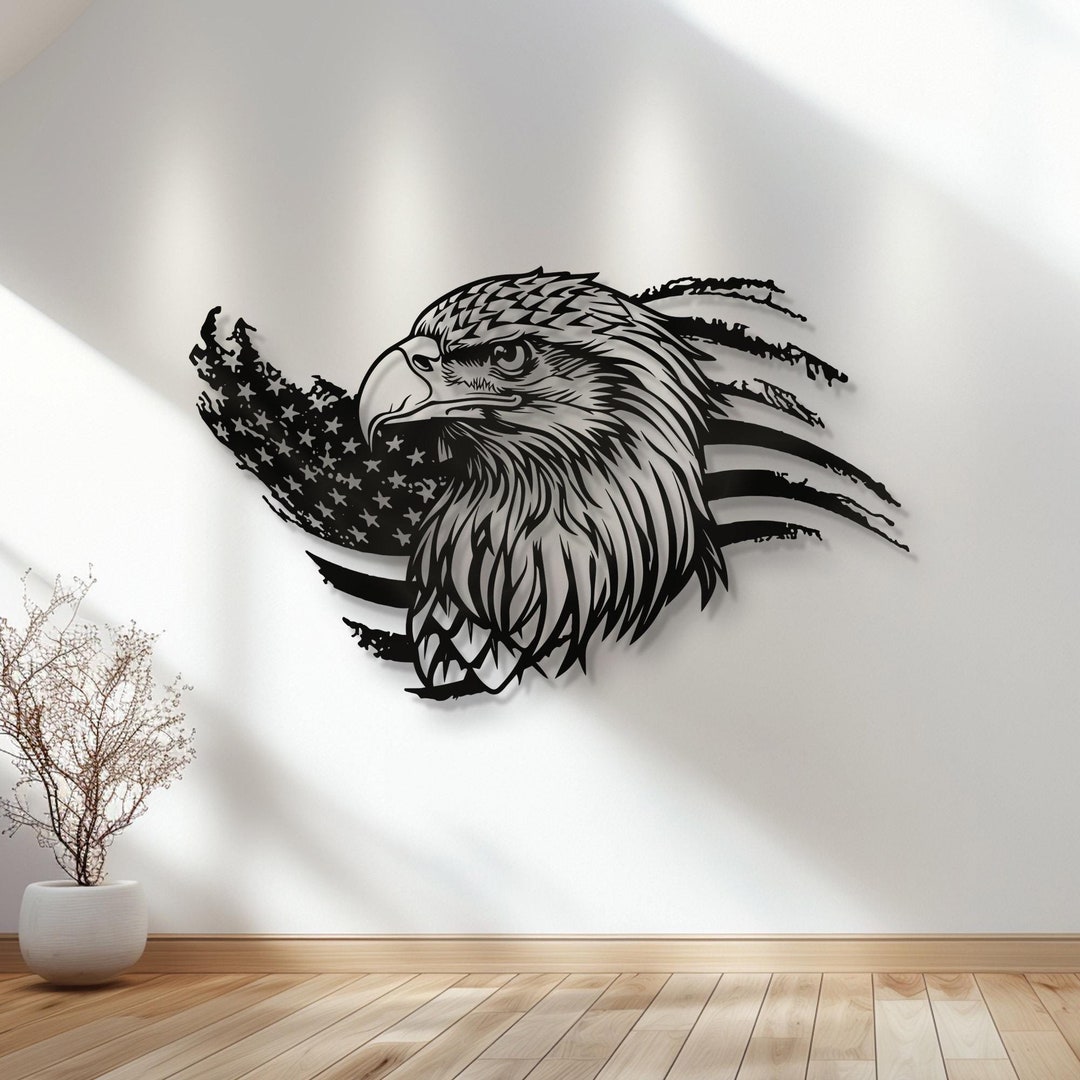 Eagle Old Glory Wall Art,eagle Stars and Stripes Wall Decor,eagle Starry Flag Metal Art,large ...