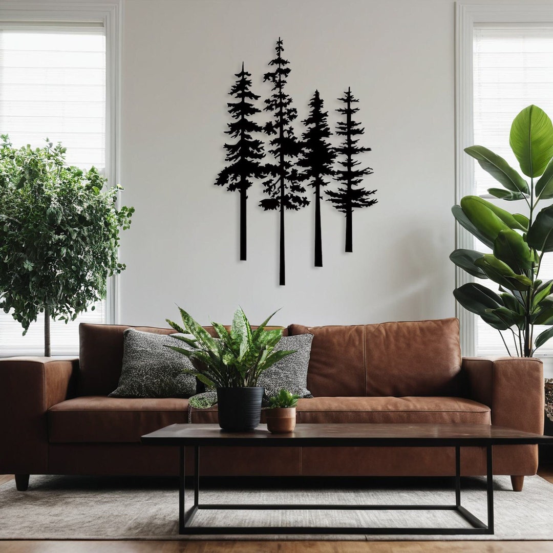 Pine Tree Metal Wall Art, Family Tree Wall Decor, Metal Tree Wall Art ...