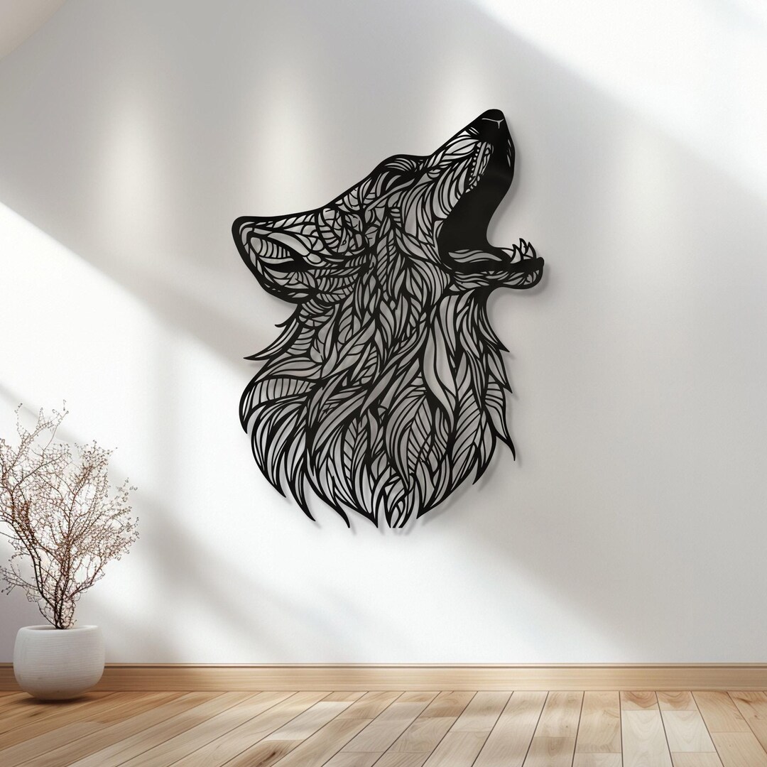 Black Line Wolf Metal Wall Art, Wolf Metal Wall Art, Wolf, Wolf Art ...